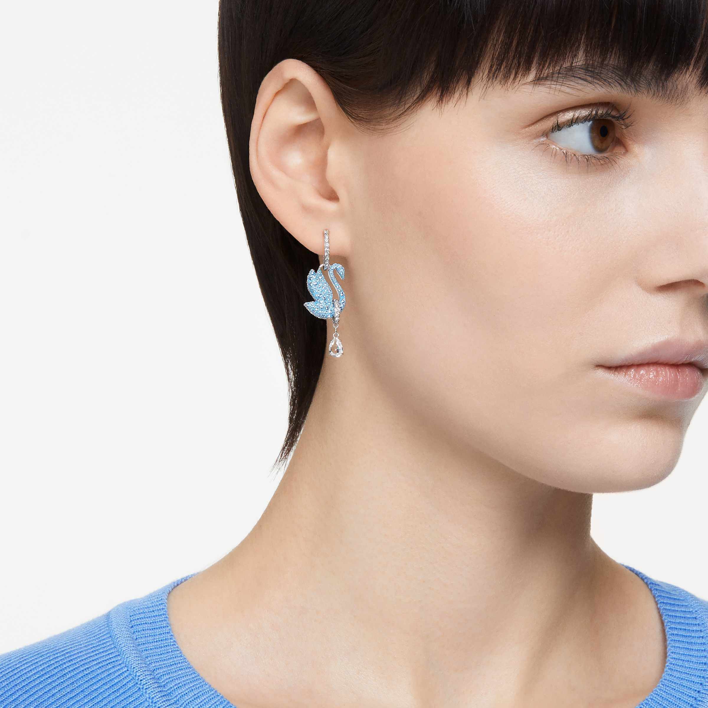 Swarovski blue swan earrings store