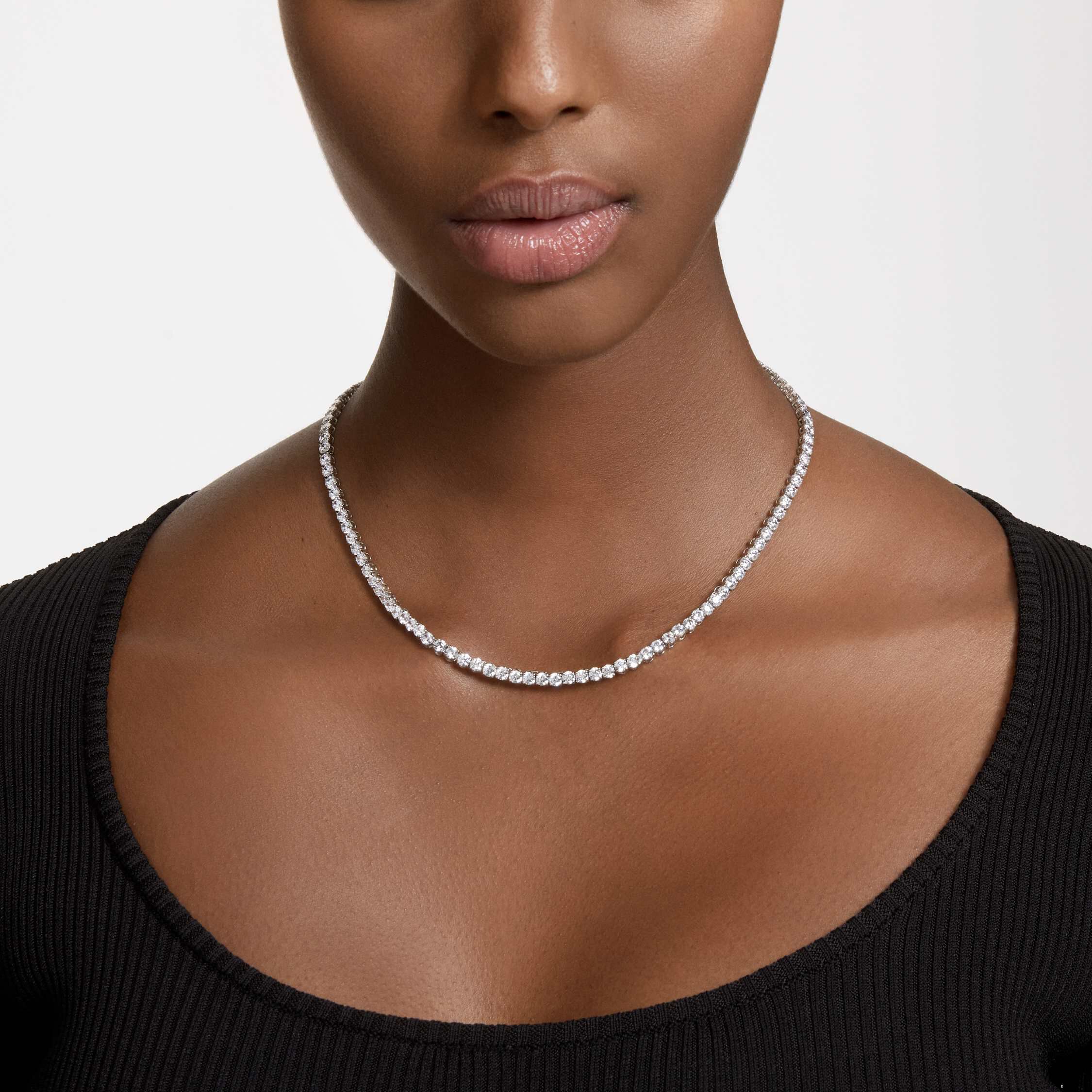 Buy Swarovski Matrix Tennis necklace Round cut White Rhodium plated